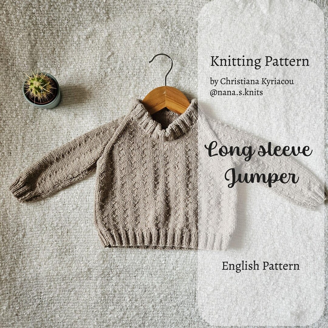Long Sleeve Jumper (PDF) Knitting Pattern | 6-9 Months | Baby Jumber ...