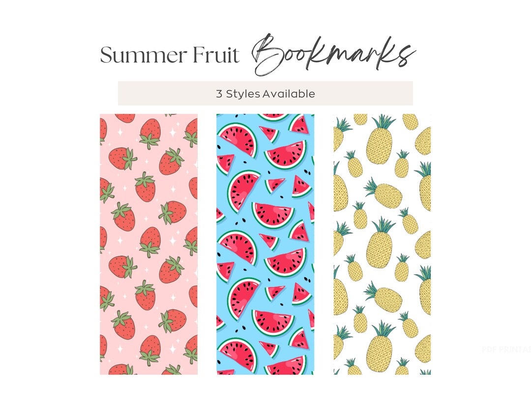 Summer Fruit Bookmark Set, Strawberry, Pineapple, Watermelon, Gift for ...