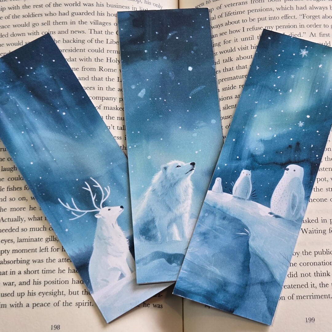 Arctic Animal Winter Bookmark, Gift for Readers - Etsy