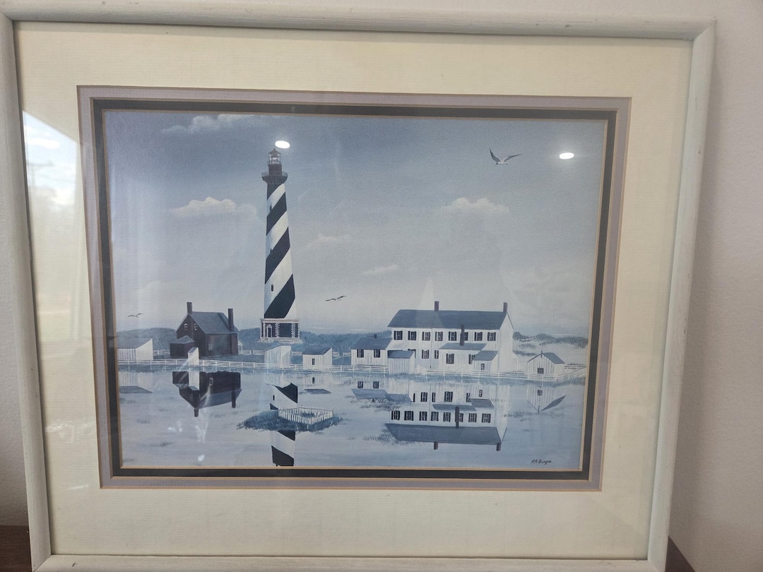 Ruth Ann Burgess Signed Print NC Coastal Scene Matted Framed 17 X 14.5 ...