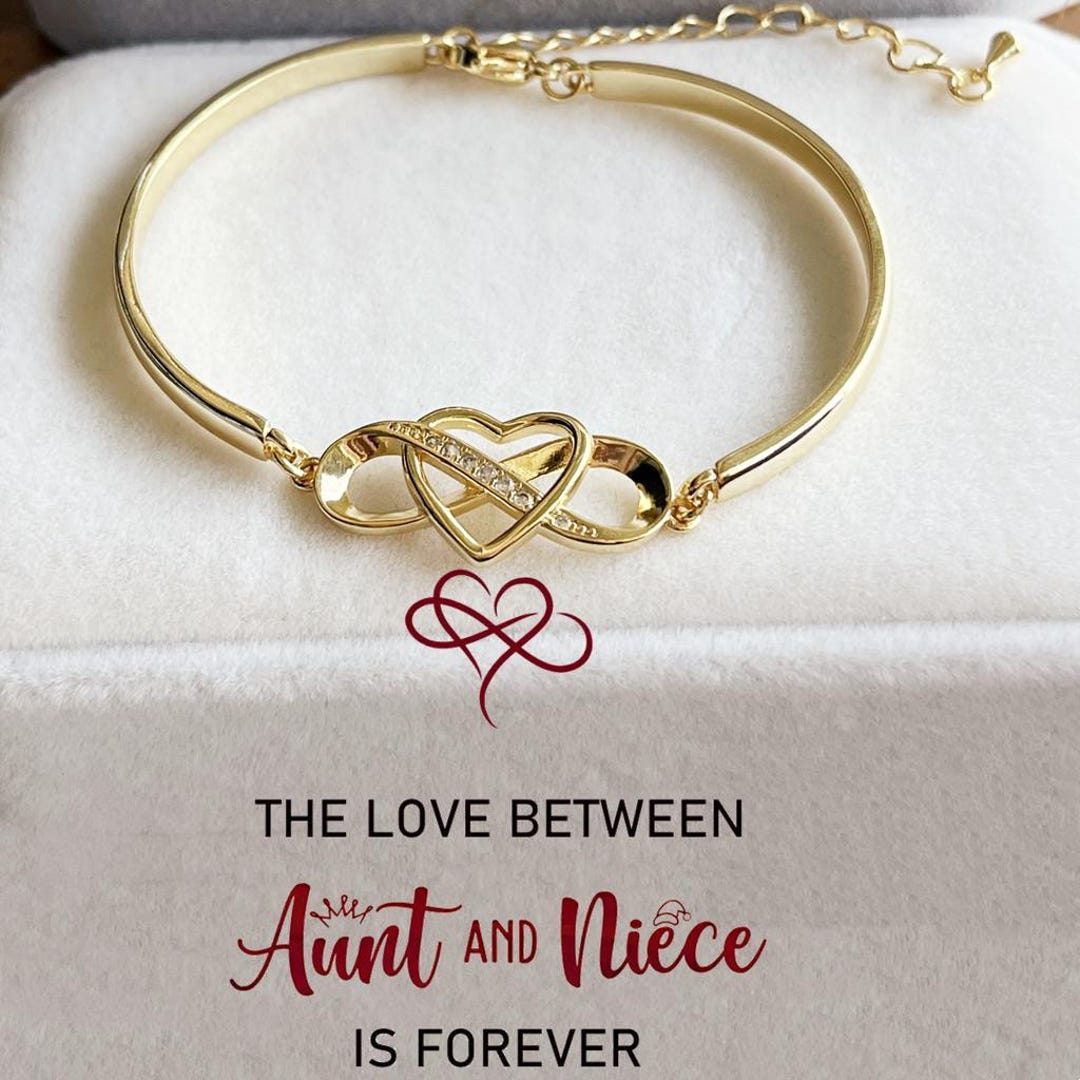 Aunt & Niece Heart Infinity Bracelet: Stainless Steel Bangle - Etsy