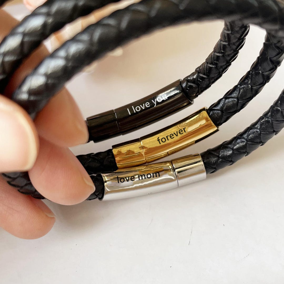 Engraved Men's Name Bracelet,personalized Leather Bracelet,custom ...
