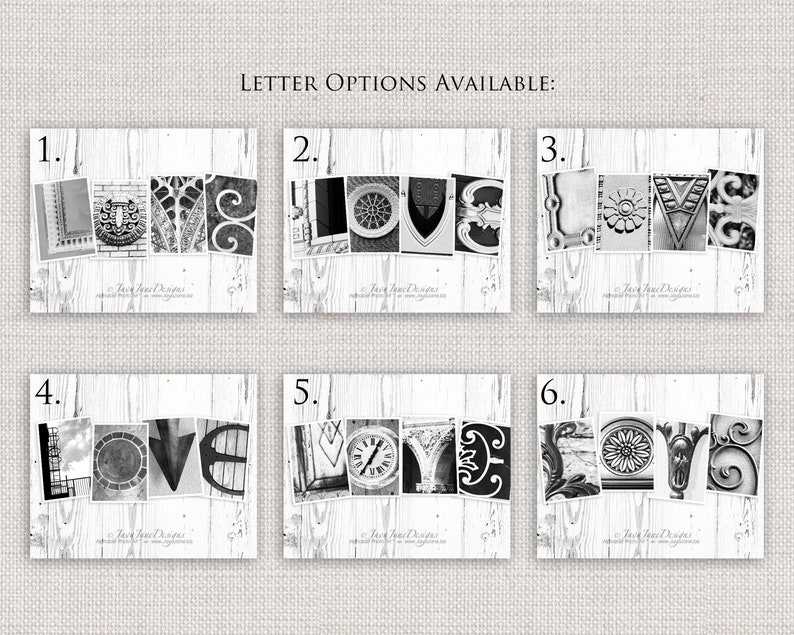 LOVE letters spelled out in alphabet photos individual 4x6 | Etsy