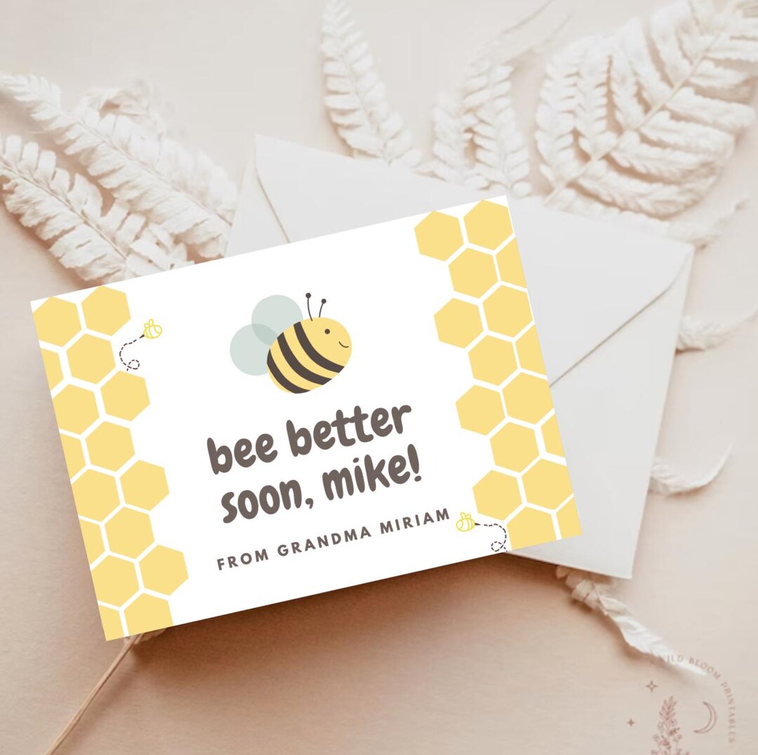 Bee Better Soon Card Template Get Well Soon Card Template - Etsy