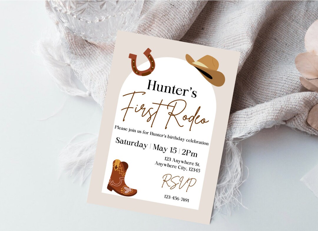 Plantilla de invitación de cumpleaños del primer rodeo con tema ...