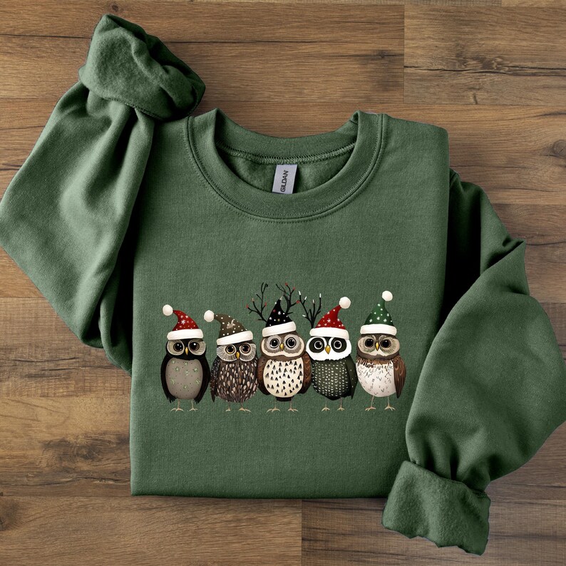 Cute Christmas Owls Sweatshirt,owl Lover Gift, Christmas Shirts, Cute ...