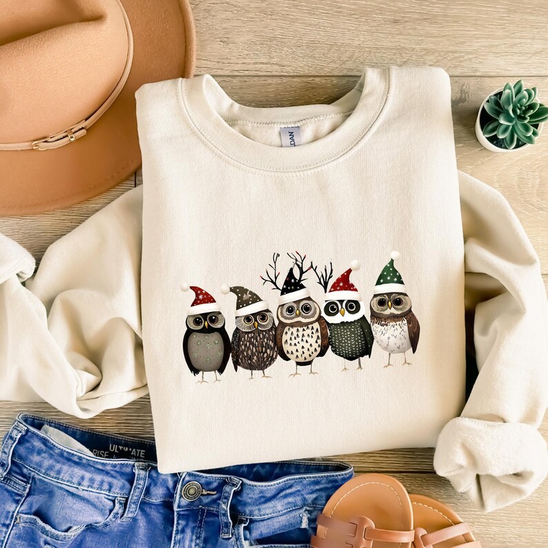 Cute Christmas Owls Sweatshirt,owl Lover Gift, Christmas Shirts, Cute ...
