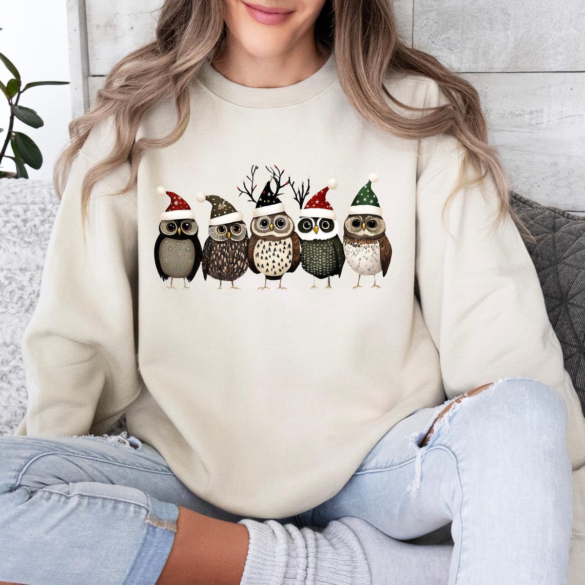 Cute Christmas Owls Sweatshirt,owl Lover Gift, Christmas Shirts, Cute ...