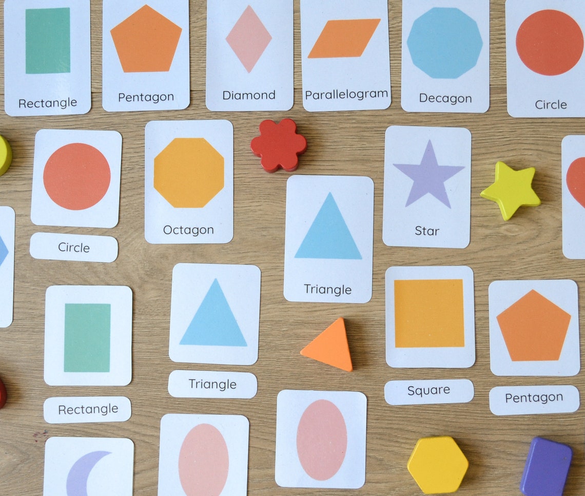 Shape Flash Cards, 2D Geometric Flash Cards, Toddler Cards, Homeschool ...