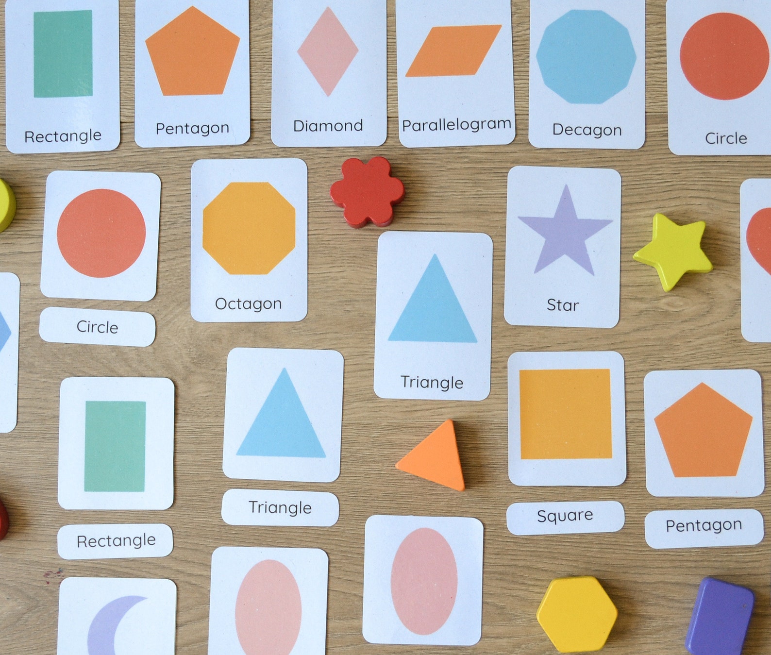 Shape Flash Cards, 2D Geometric Flash Cards, Toddler Cards, Homeschool ...