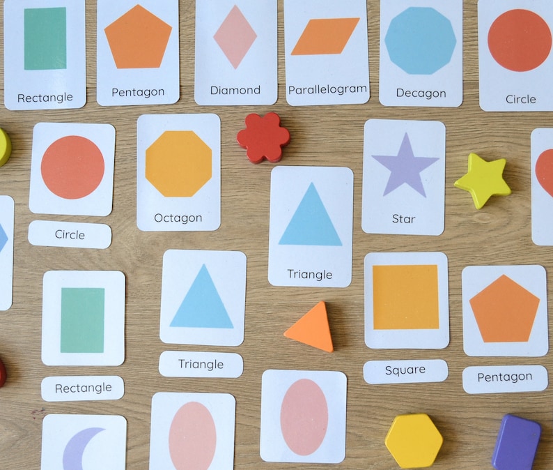 Shape Flash Cards, 2D Geometric Flash Cards, Toddler Cards, Homeschool ...