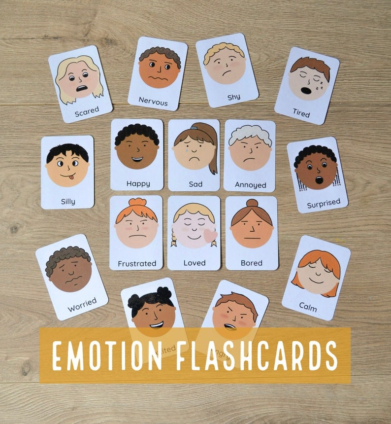 Emotion Flash Cards, Preschool Feelings Printable Flash Cards ...
