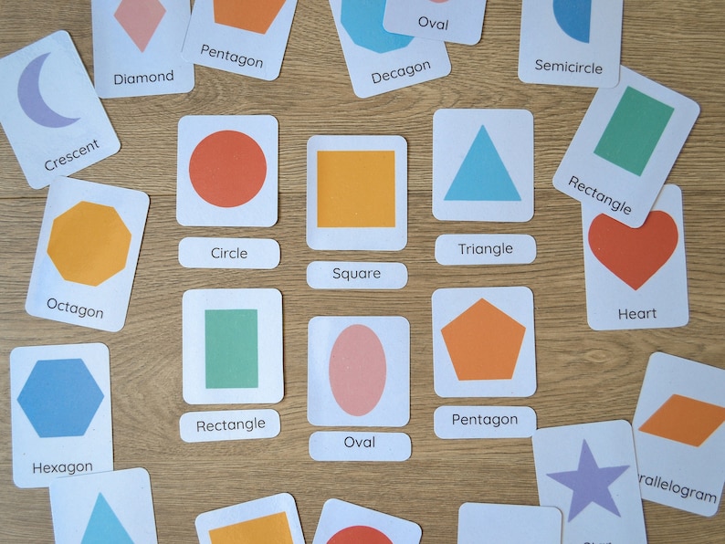 Shape Flash Cards, 2D Geometric Flash Cards, Toddler Cards, Homeschool ...