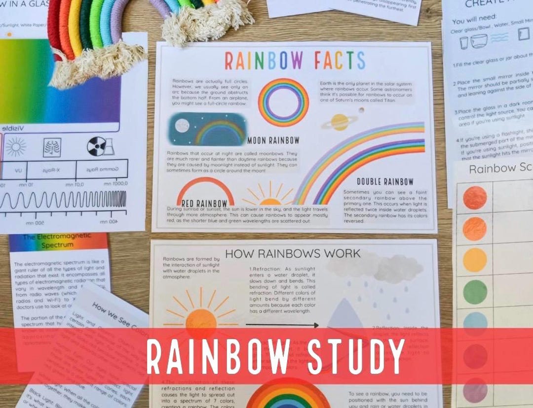 Rainbow Mini Unit Study: Science & Scavenger Hunt (digital Download) - Etsy