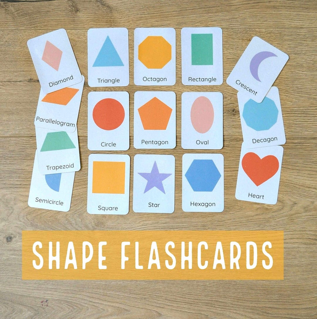 Shape Flash Cards, 2D Geometric Flash Cards, Toddler Cards, Homeschool ...
