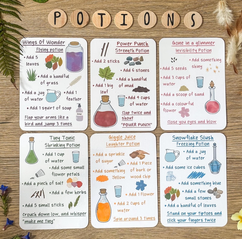 Printable Potion Recipe Cards: Mud Kitchen Outdoor Play (digital ...