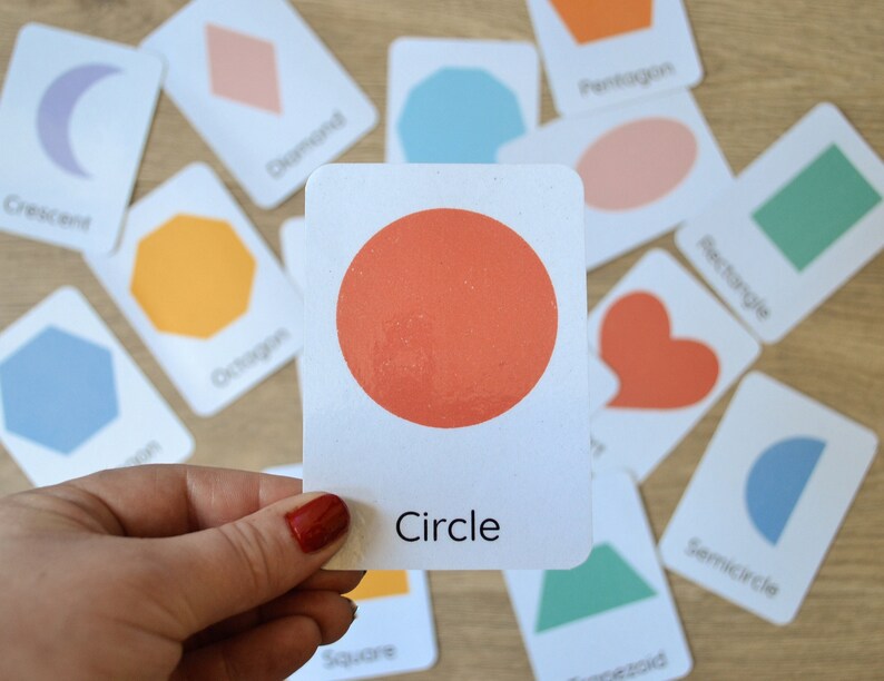Shape Flash Cards, 2D Geometric Flash Cards, Toddler Cards, Homeschool ...