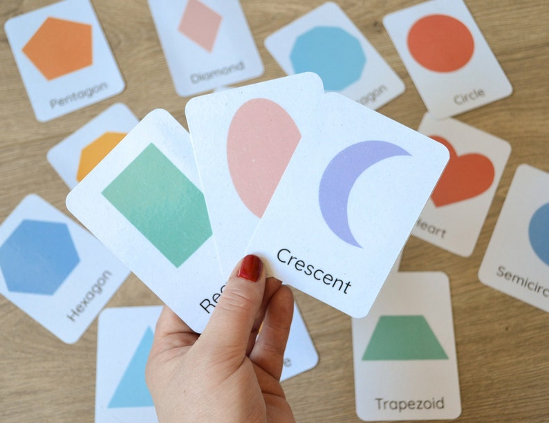 Shape Flash Cards, 2D Geometric Flash Cards, Toddler Cards, Homeschool Printable Cards ...