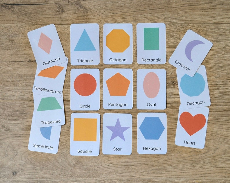 Shape Flash Cards, 2D Geometric Flash Cards, Toddler Cards, Homeschool ...