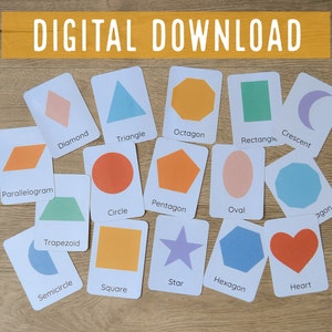 Shape Flash Cards, 2D Geometric Flash Cards, Toddler Cards, Homeschool ...