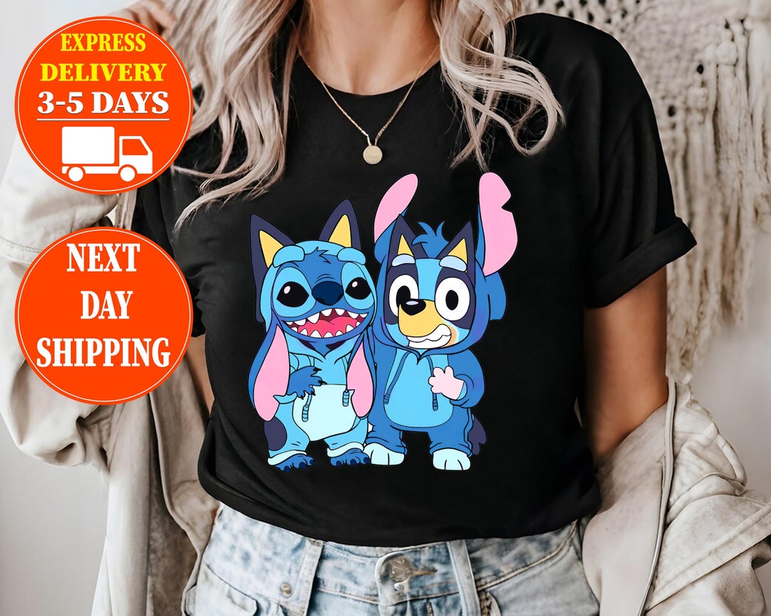 Disney_stich Bluey Dog Shirt, Stitch Matching Bluey Shirt, Funny Stitch ...