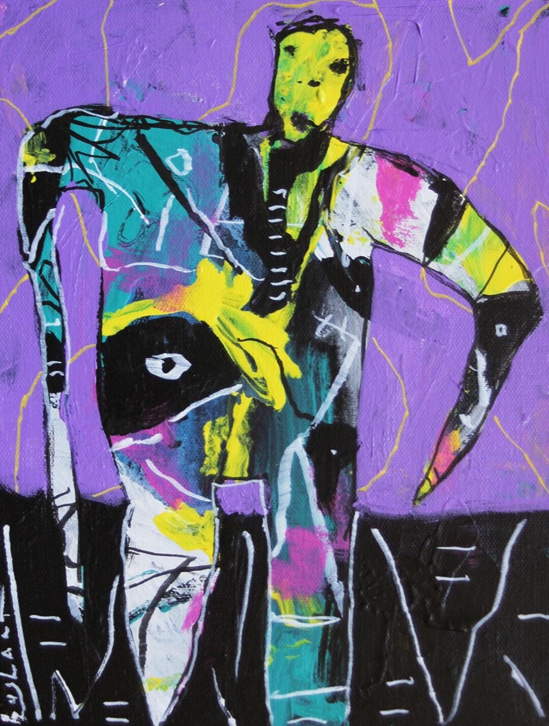 RAVE - Folk Punk Goth Abstract Art Painting - Etsy