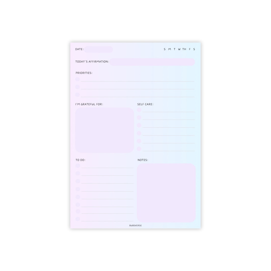 Dreamy Daily Planner Note Pad, Productivity Planner, Stationery, School ...