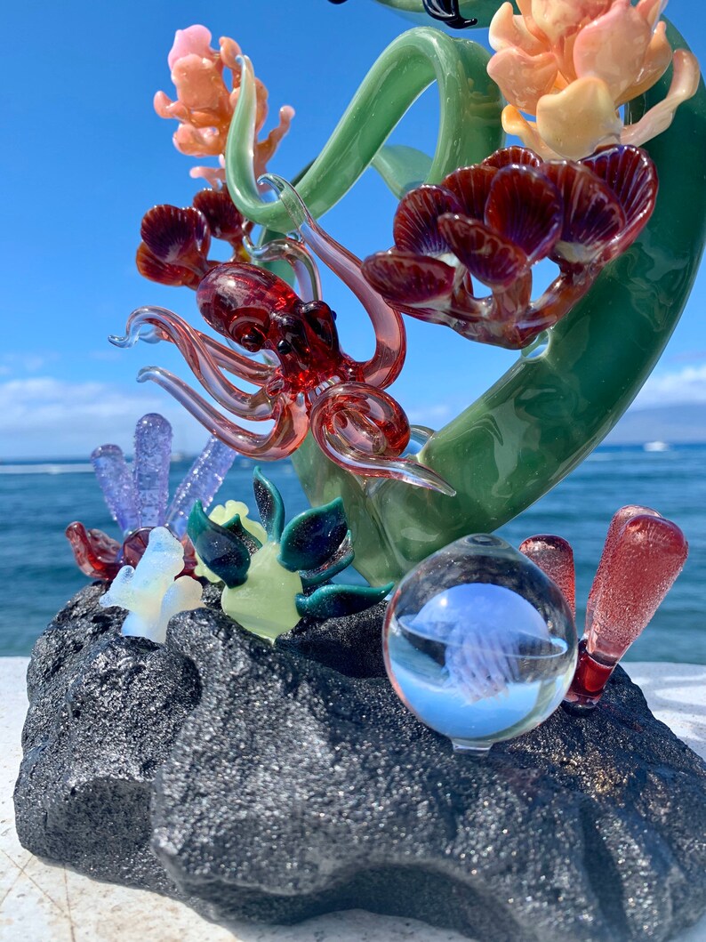 Hawaiian Reef With Octopus and Moorish Idols Glass Sculpture - Etsy