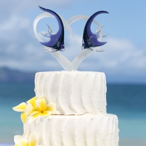 Frosted Glass Heart Cake Topper With Two Angelfish - Etsy