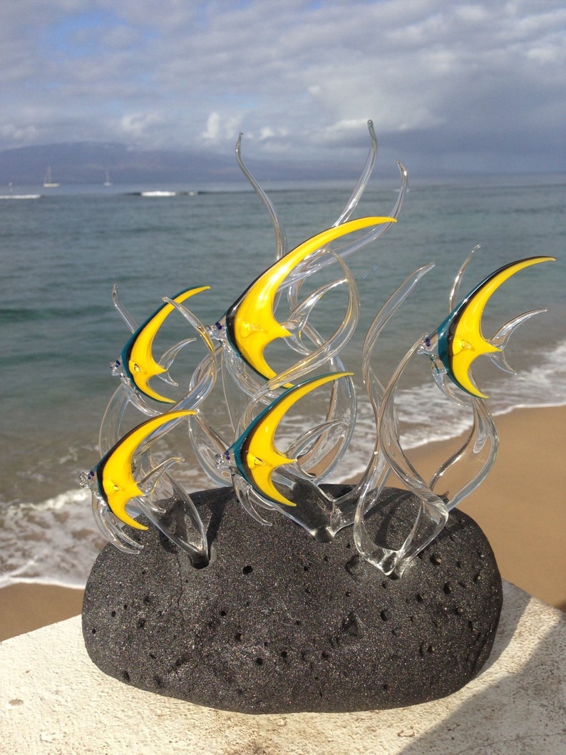 Mini Angelfish School Glass Sculpture - Etsy