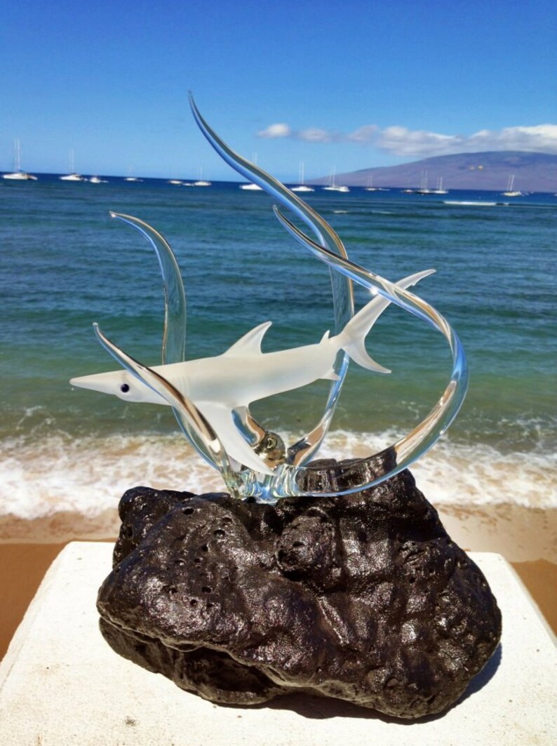 Reef Shark in a cage glass sculpture | Etsy