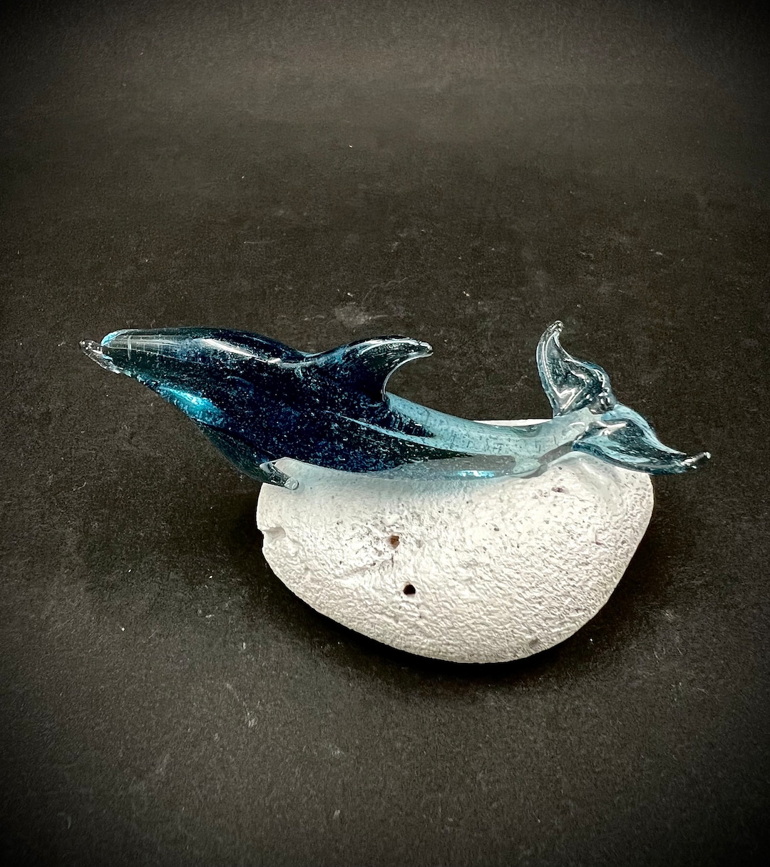 Blue Sparkle Dolphin Glass Sculpture - Etsy