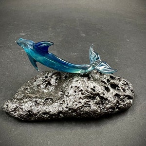 Blue Sparkle Dolphin Glass Sculpture - Etsy