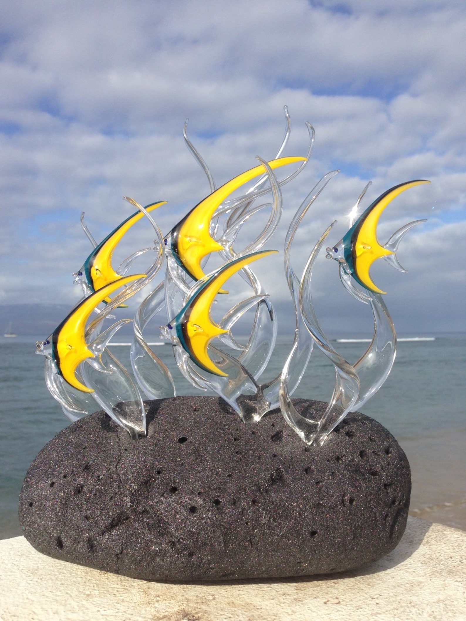 Mini Angelfish School Glass Sculpture - Etsy