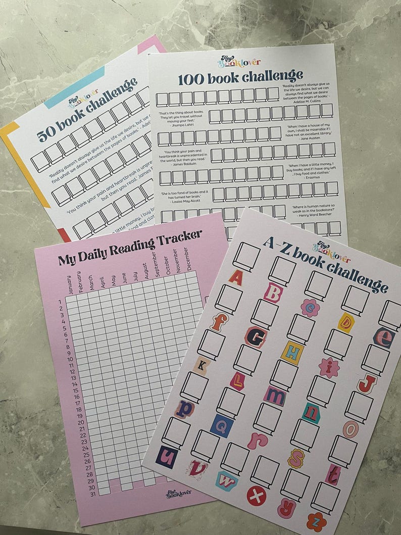 New Year Reading Challenge Poster Set - Etsy