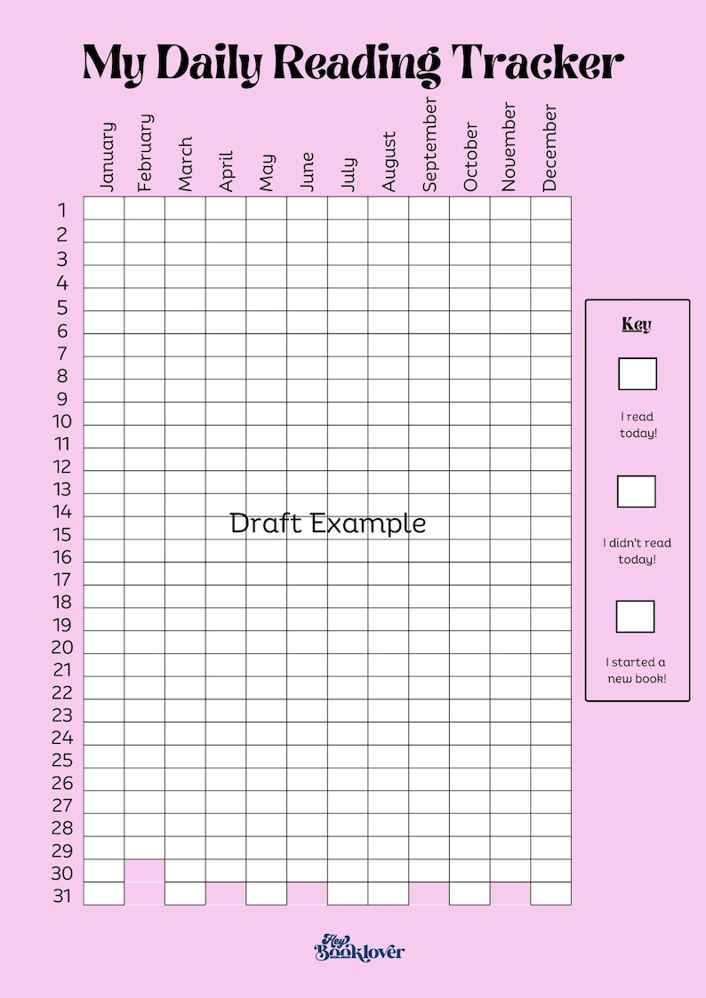 Yearly Reading Tracker Poster Digital Download - Etsy