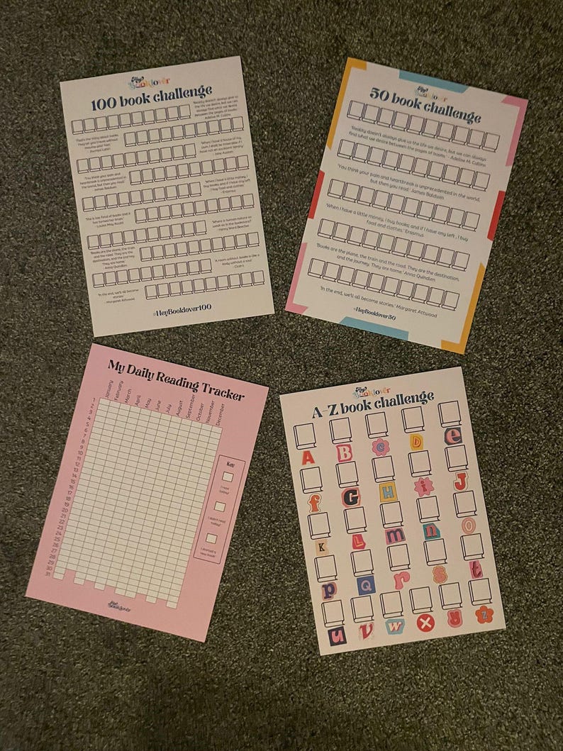 New Year Reading Challenge Poster Set - Etsy