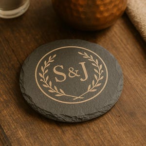 Personalized Slate Coasters | Rustic Engraved Stone Coasters | Custom ...