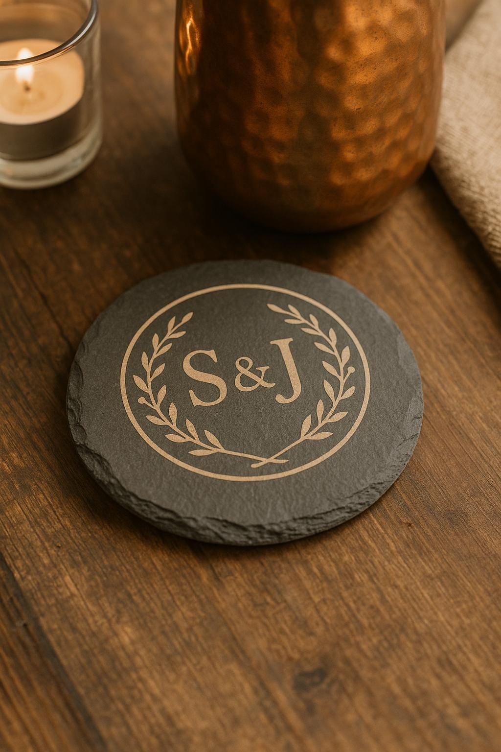 Personalized Slate Coasters | Rustic Engraved Stone Coasters | Custom ...