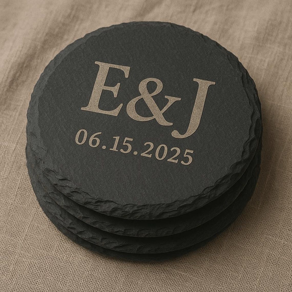 Personalized Slate Coasters | Rustic Engraved Stone Coasters | Custom ...