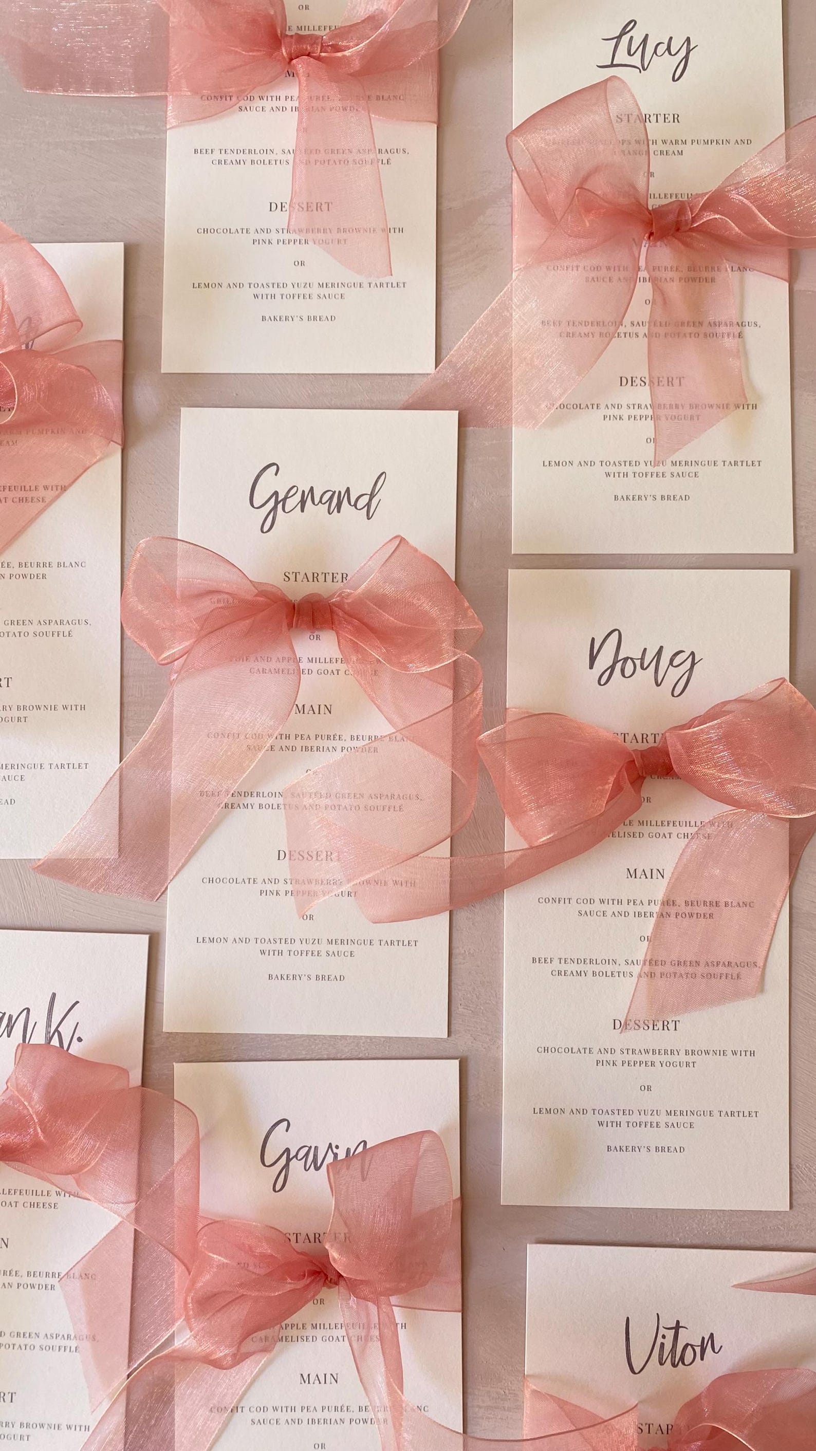 Menu With Pink Ribbon - Etsy