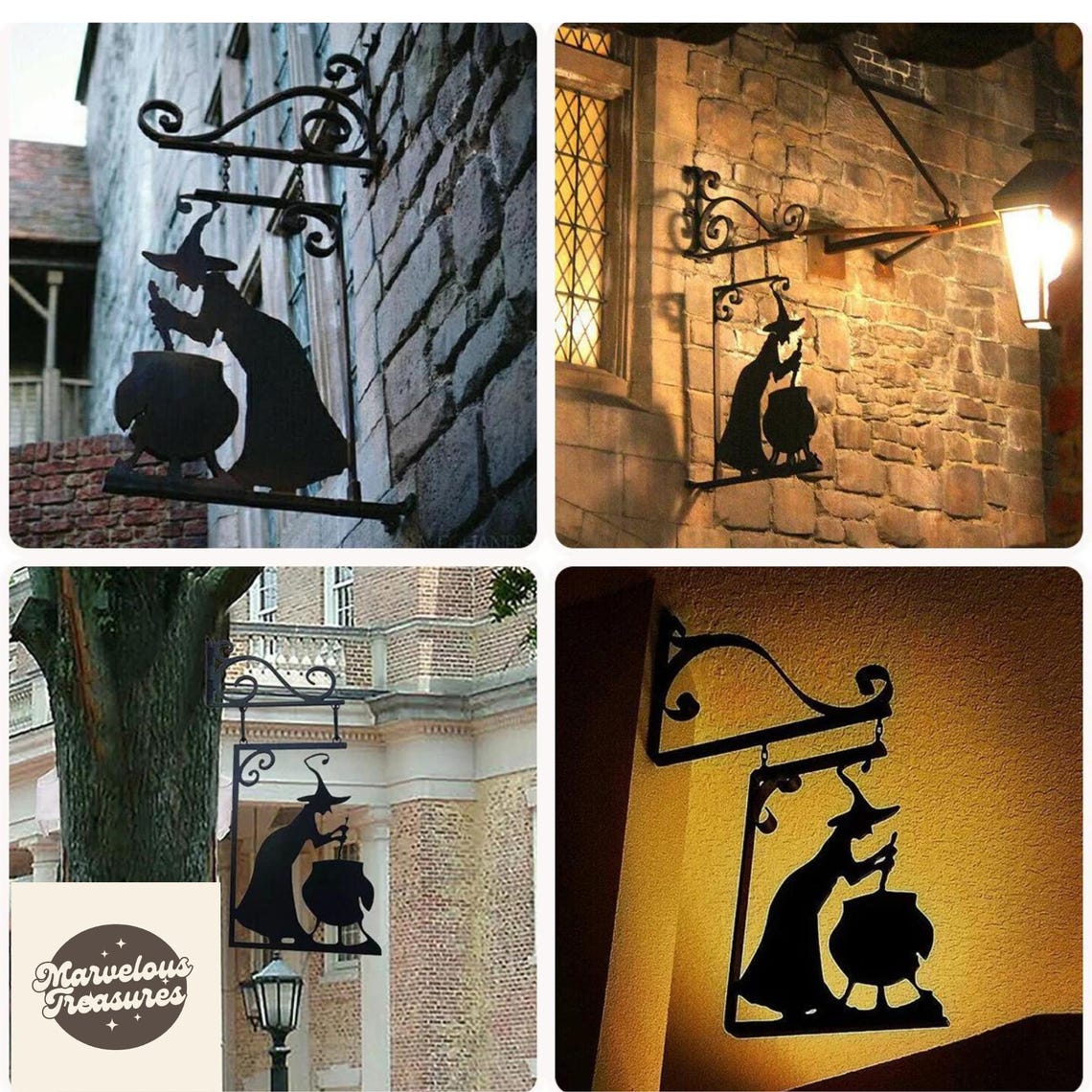 Halloween Metal Witch Boiler Silhouette Wall Mural Spooky Mysterious ...