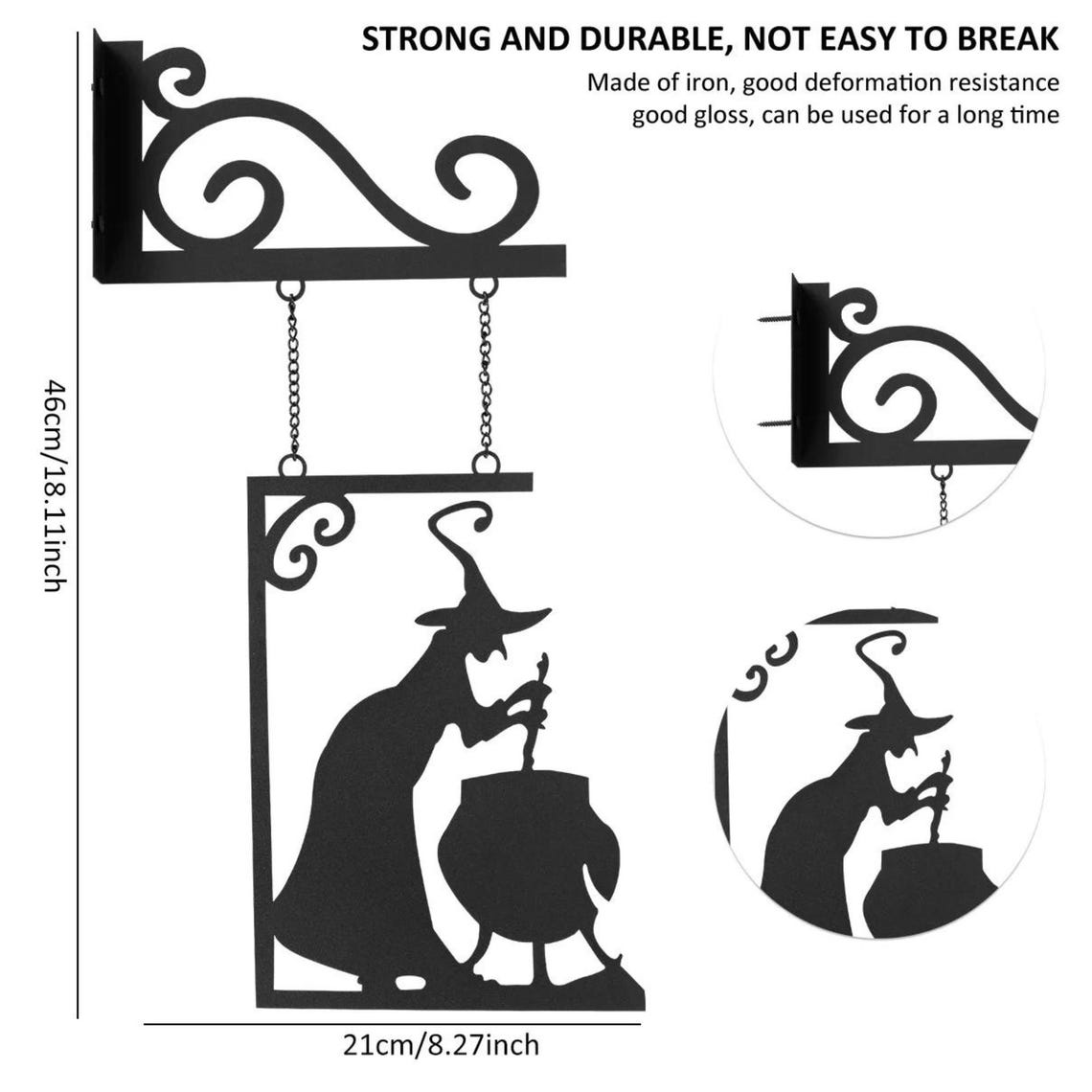 Halloween Metal Witch Boiler Silhouette Wall Mural Spooky Mysterious ...