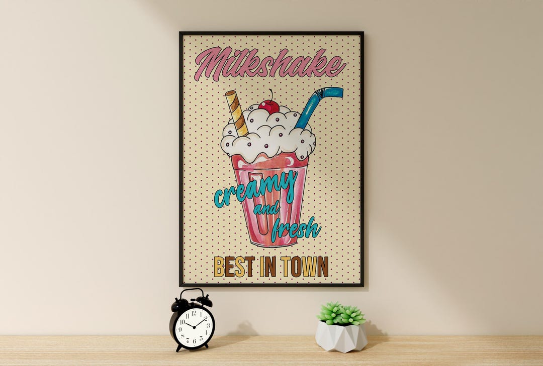 Milkshake Poster, for Gift, Ready to Hang, Milkshake Canvas, Milkshake ...