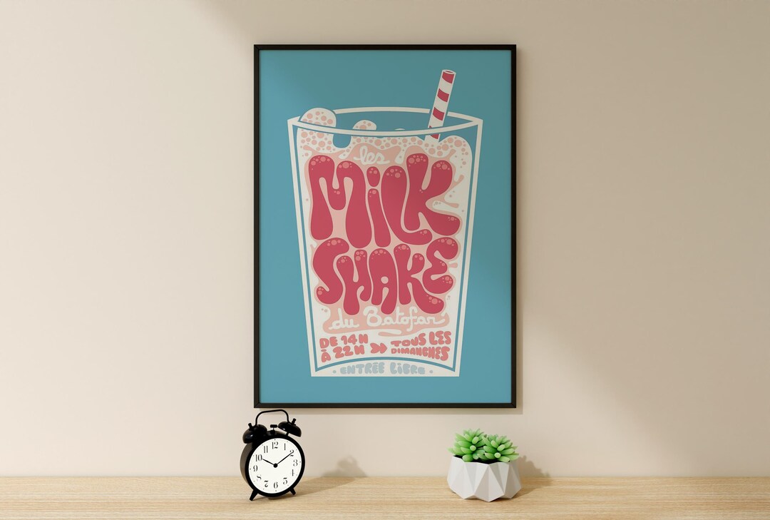 Milkshake Poster, Milkshake Art, for Gift, Ready to Hang, Wall Decor ...