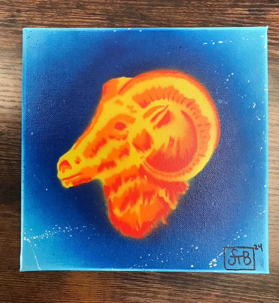 Colorful Rams Head Acrylic Spray Paint on Canvas - Etsy