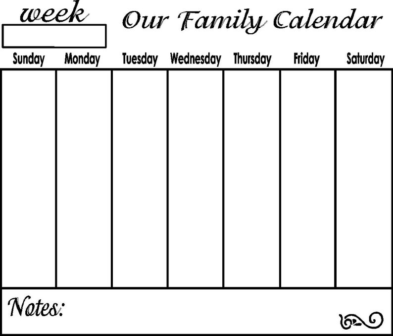 Weekly Calendar Vinyl Decal for Dry Erase Board or Frame 16 X - Etsy