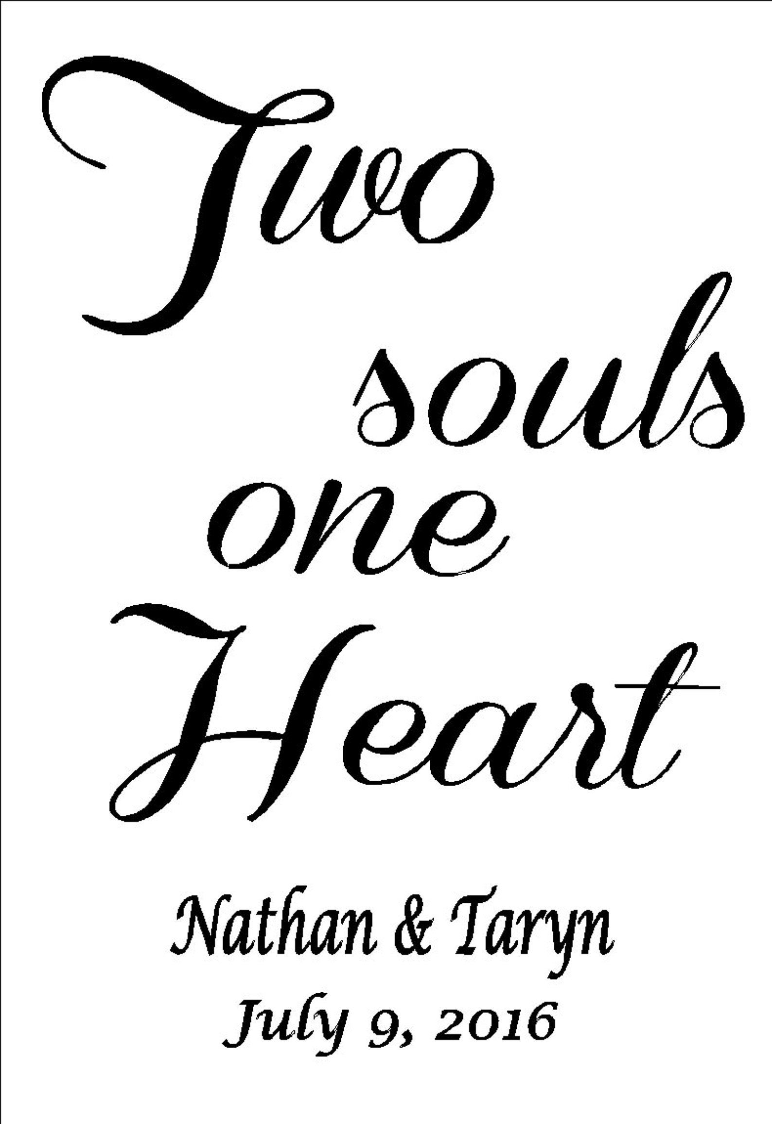 Two Souls One Heart Vinyl Stencil For 11 X 16 Board Etsy