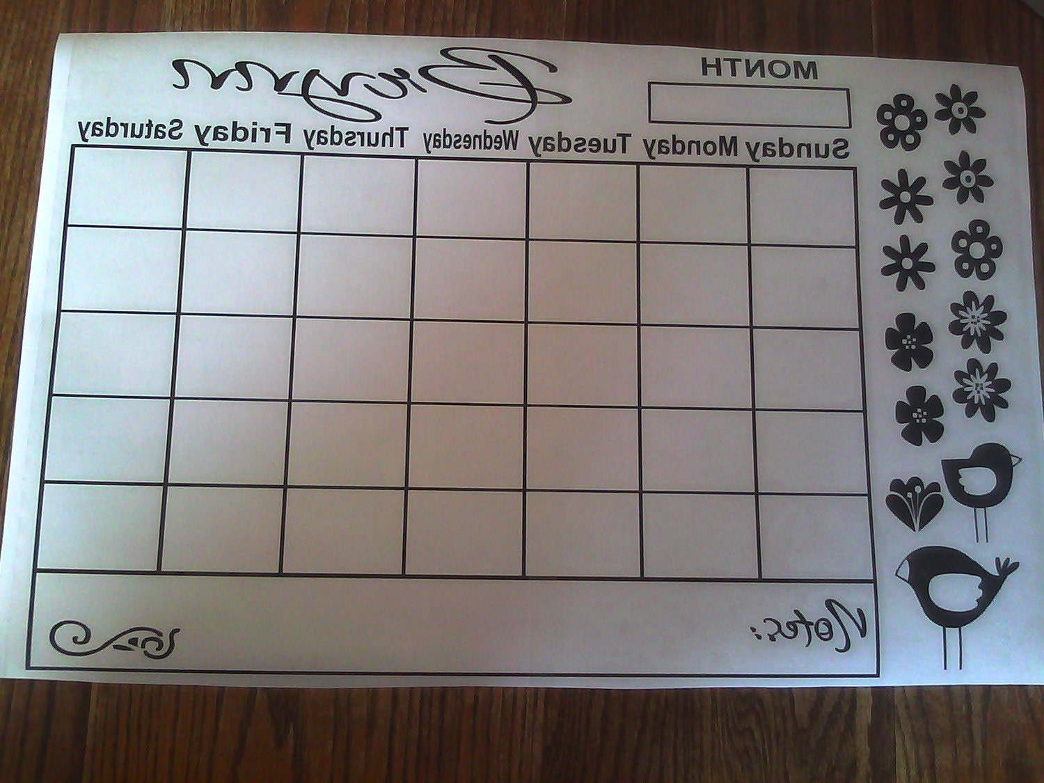 Calendar Decal Personalized and REVERSE CUT to Fit 36 Wide X | Etsy