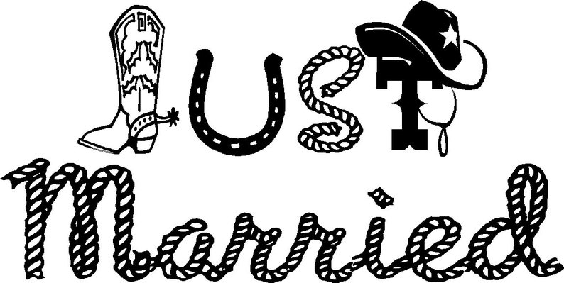 Just Hitched Cowboy Themed Vinyl Window Decal 22 X 11 or - Etsy